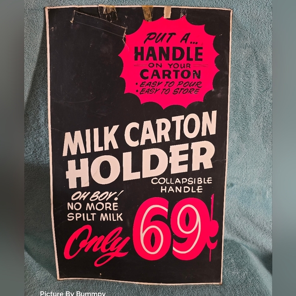 Art | Vintage 195s Cardboard Milk Carton Holder Sign | Poshmark